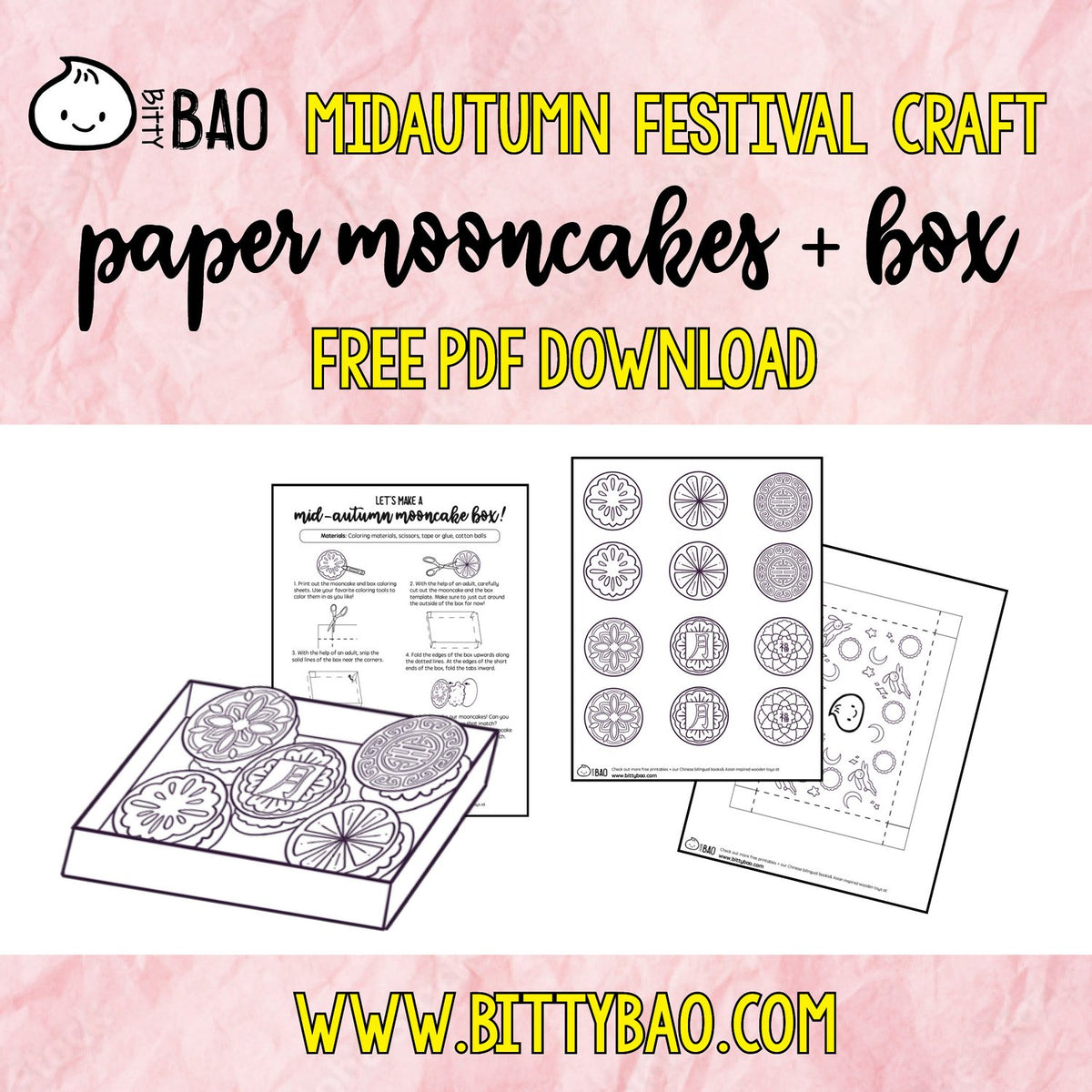 FREE - Bitty Bao Paper Mooncakes + Box Craft PDF